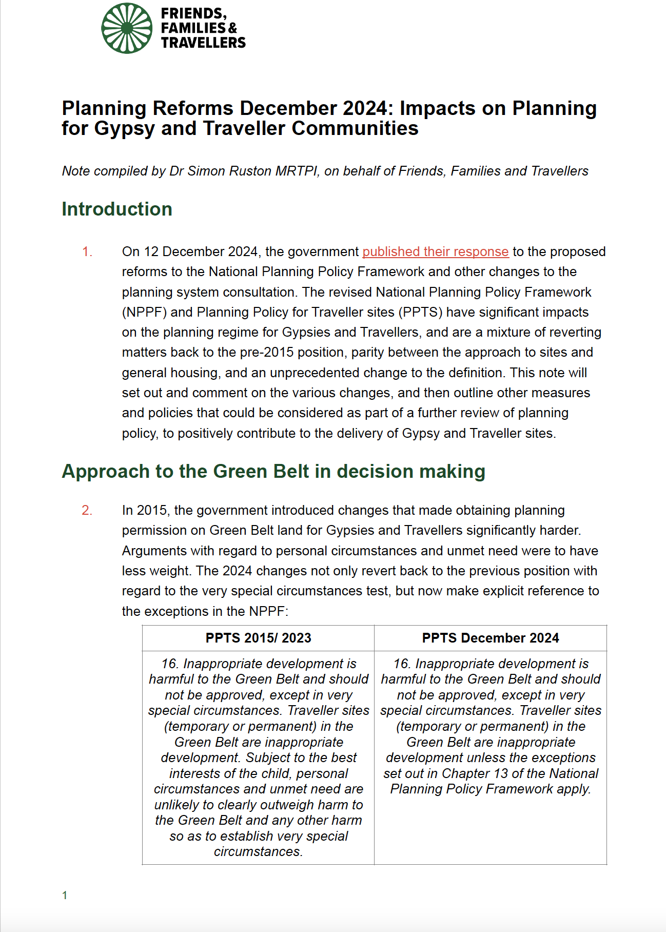Planning Reforms December 2024: Impacts on Planning for Gypsy and ...