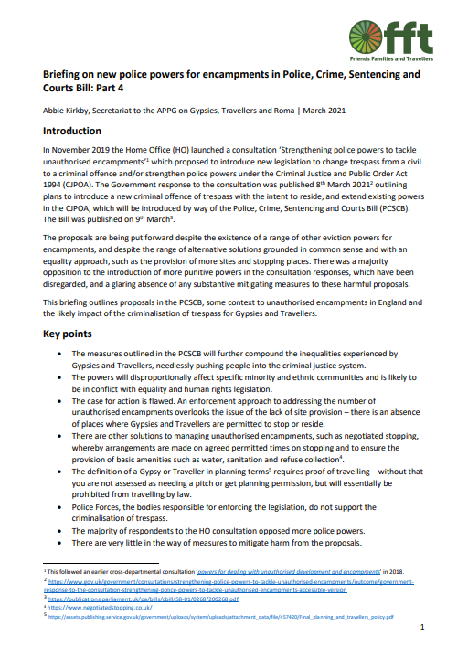 Briefing on new police powers for encampments in Police, Crime ...